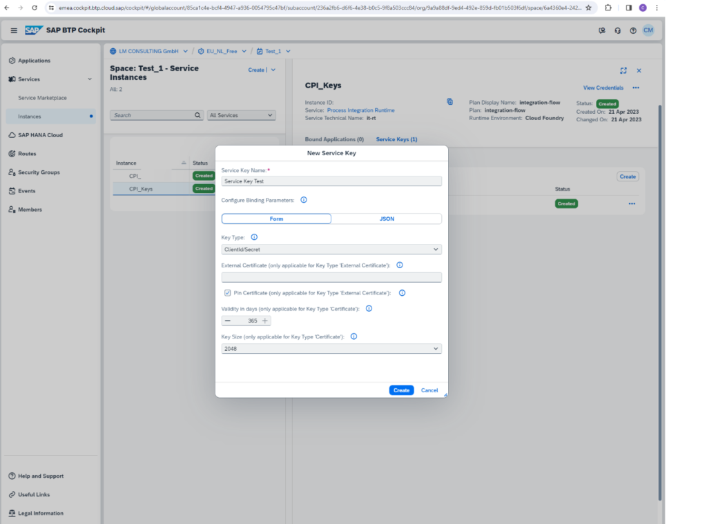 Service Keys in SAP BTP nutzen mit dieser Anleitung